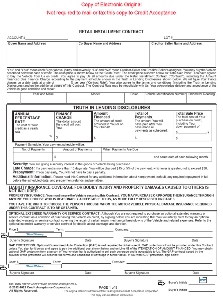 Credit Acceptance Contract 2 | PDF | Arbitration | Repossession