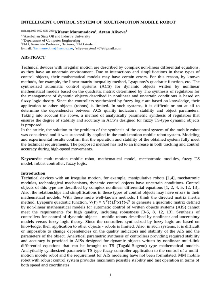 Mammadova K. Aliyeva A. - Intelligent control system of multi-motion ...