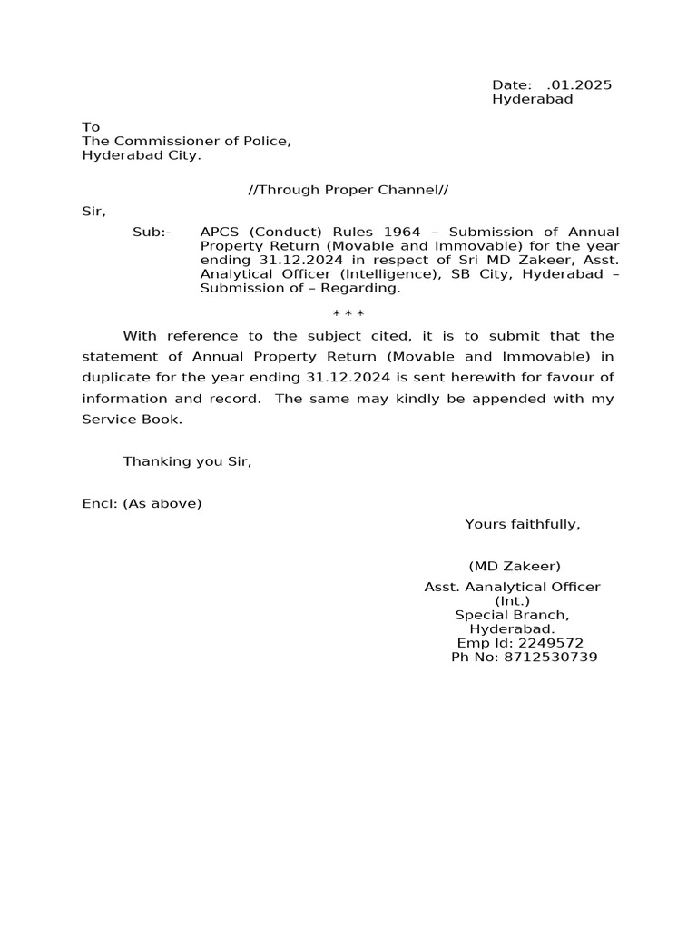 Zakeer APR - Covering Letter | PDF