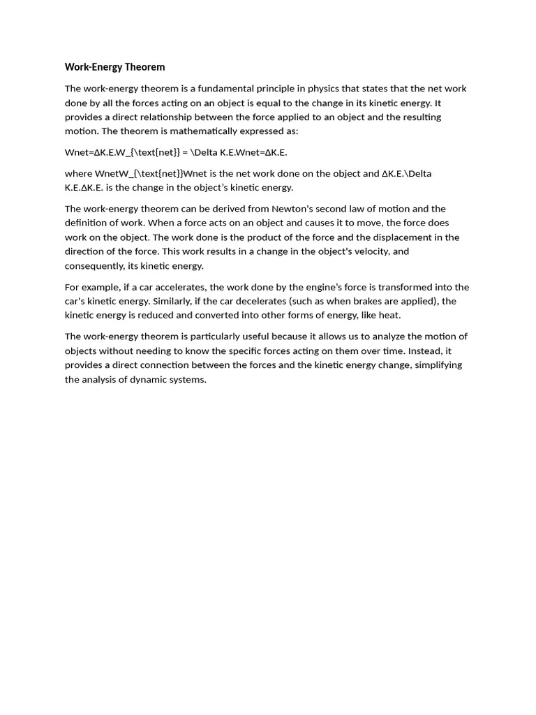 4. Work energy theorem | PDF