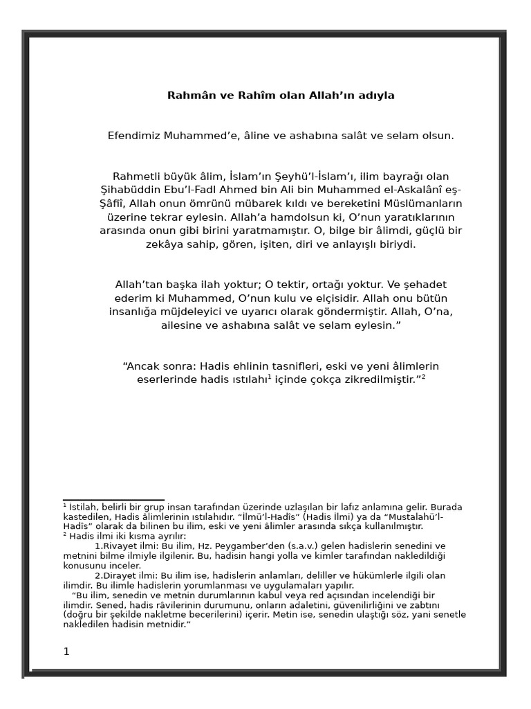 Usulü Hadis 1. | PDF