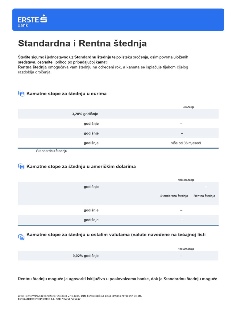 Standardna I Rentna Stednja | PDF