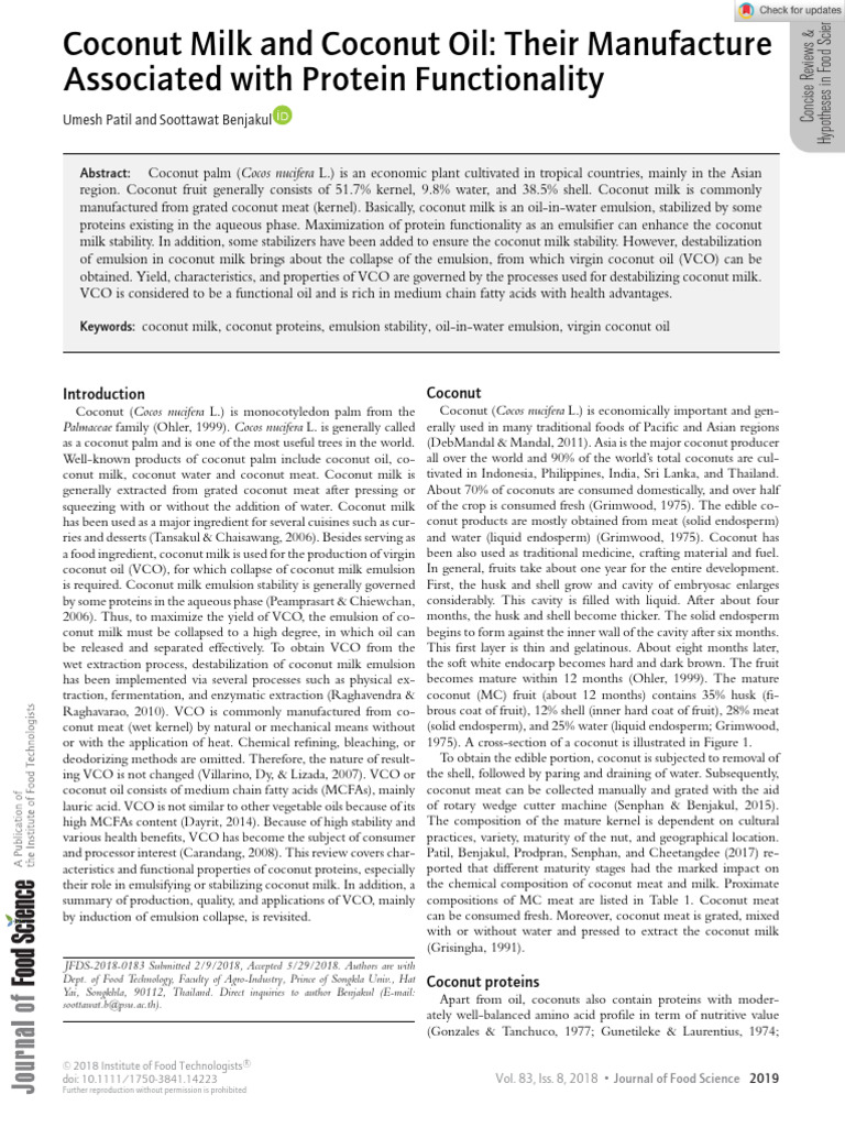 Journal of Food Science - 2018 - Patil - Coconut Milk and Coconut Oil ...