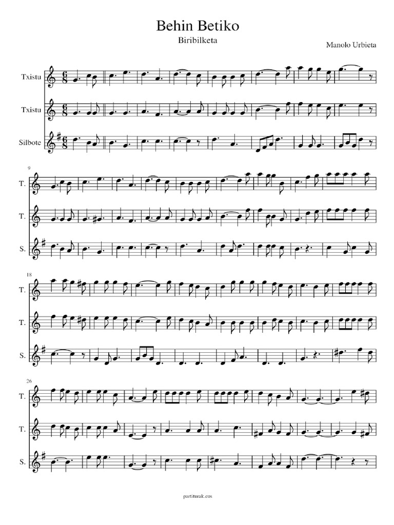 Behin Betiko - Partitura - Partiturak - Eus | PDF