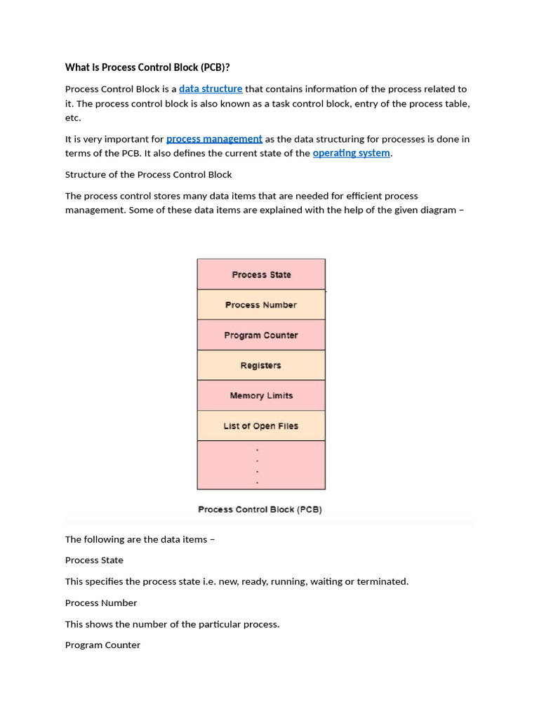 What Is Process Control Block | PDF | Process (Computing) | Operating ...