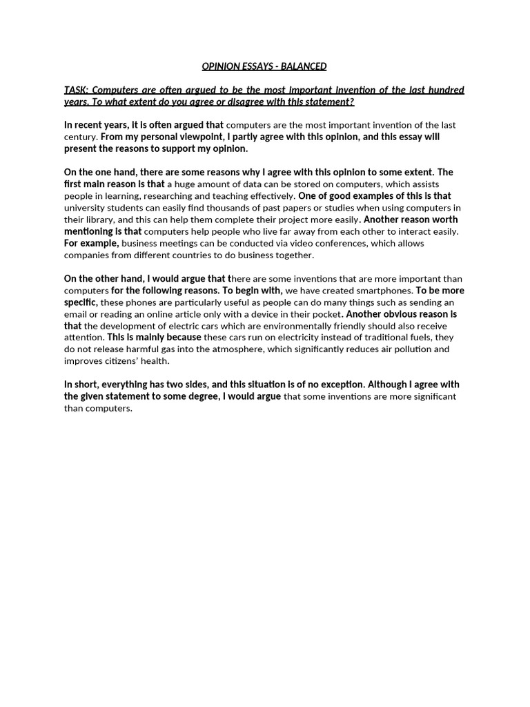 Essay #4. Opinion (Balanced) (Ent403) | PDF