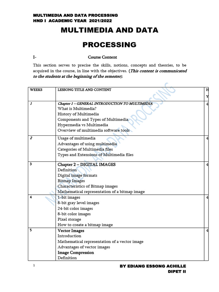 Multimedia and Data Processing | PDF | Data Compression | Digital Technology