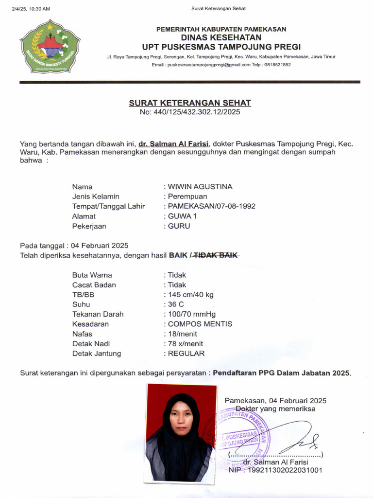 Keterangan Sehat Oke | PDF