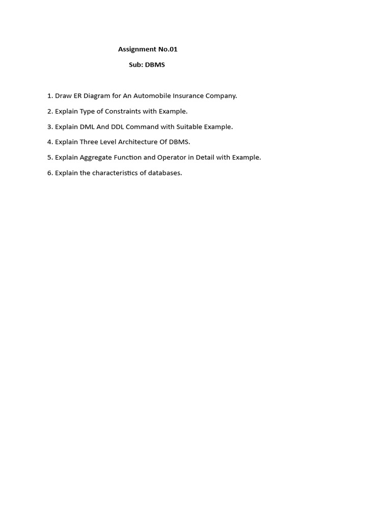 DBMS Assignment No 1 | PDF