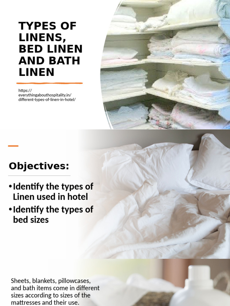 q1 - Types of Linens, Pillows and Bed Sheets | PDF | Bed | Bedding