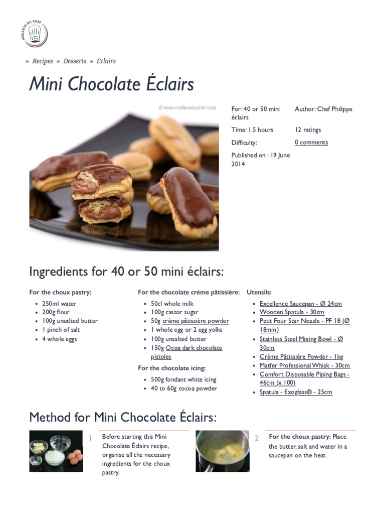 Mini Chocolate Éclairs - Our Recipe With Photos - Meilleur Du Chef ...