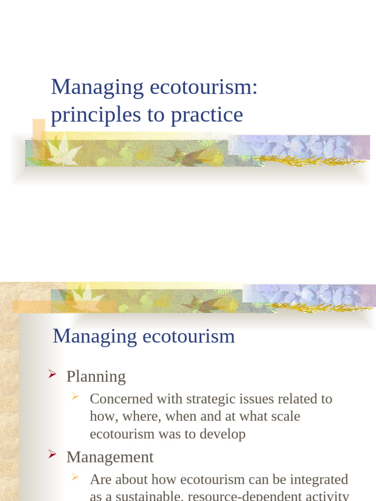 Ecotourism Management Strategies Guide | PDF | Tourism | Hunting