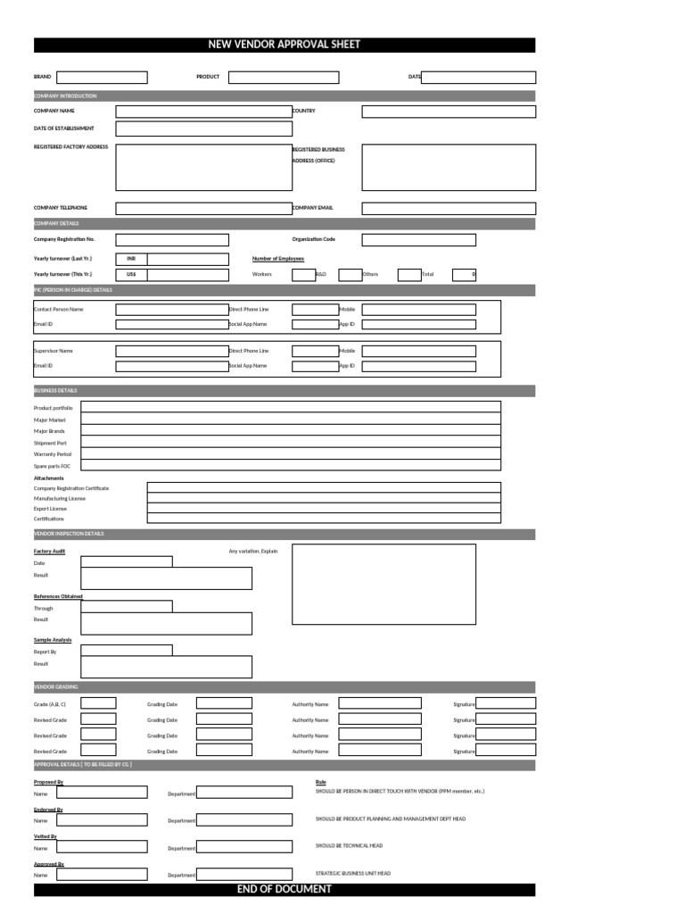 New Vendor Approval Form | PDF | Service Industries