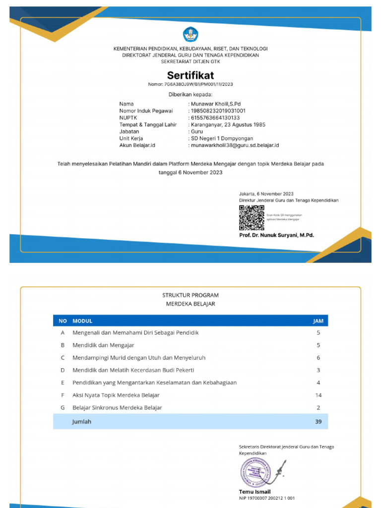 Certificate Merdeka Belajar | PDF
