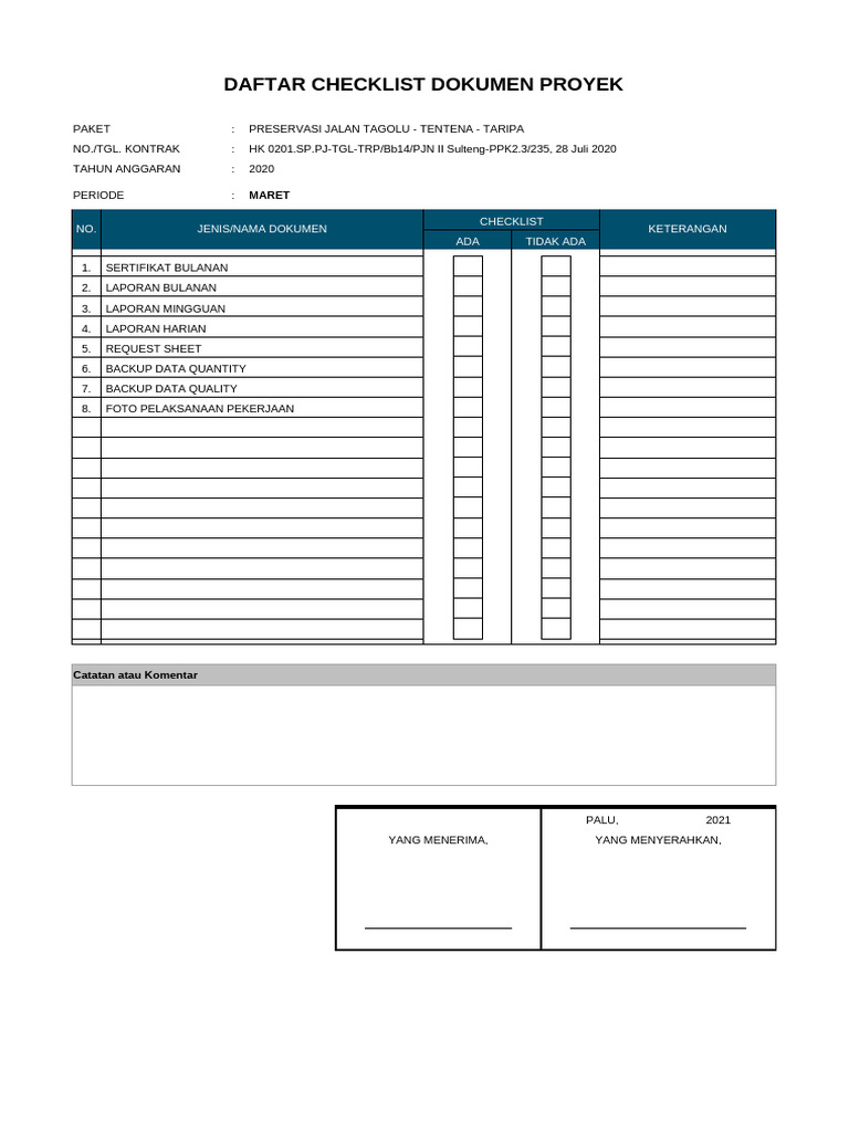 Checklist KK IV | PDF