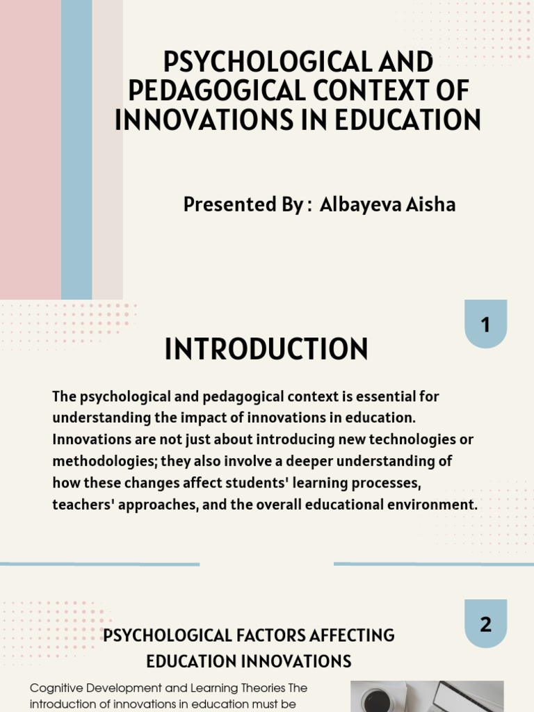 SRS Psychological and Pedagogical Context of Innovations in Education ...