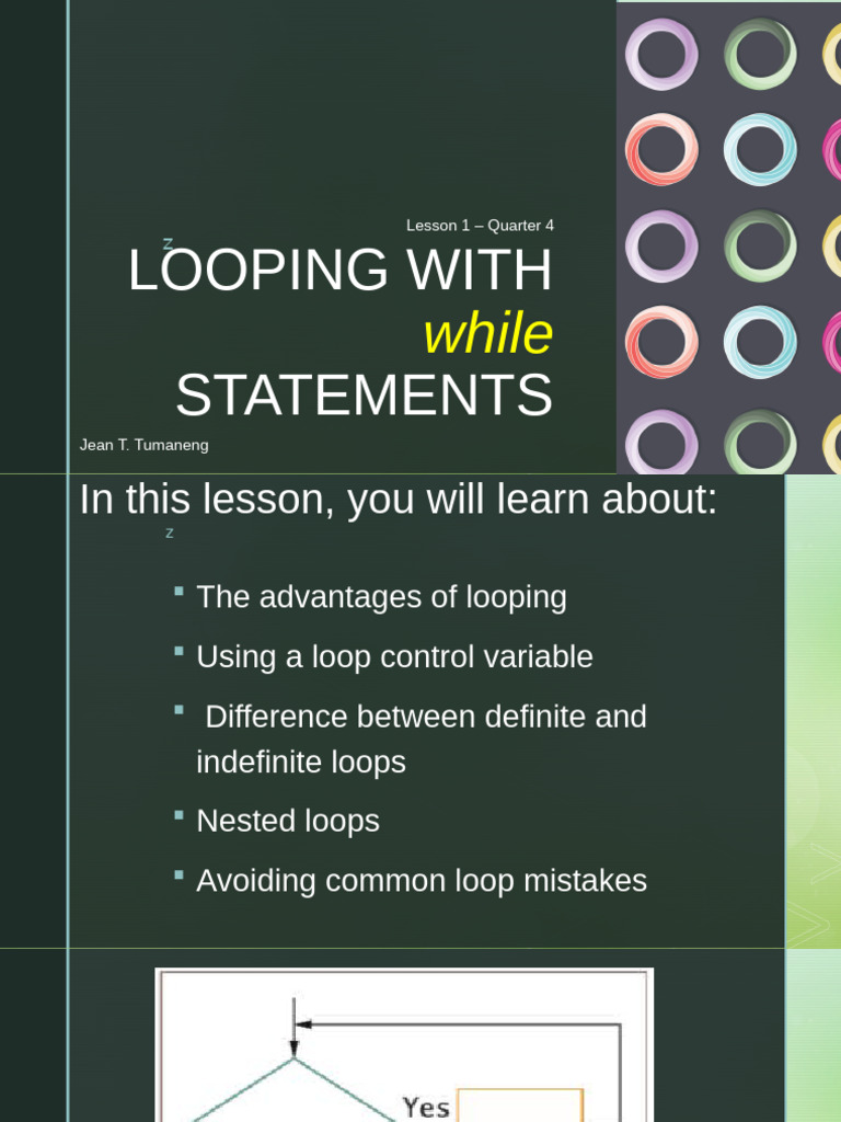 Quarter 4 Lesson 1 Looping With While Statements Student | PDF | Control Flow | Programming ...