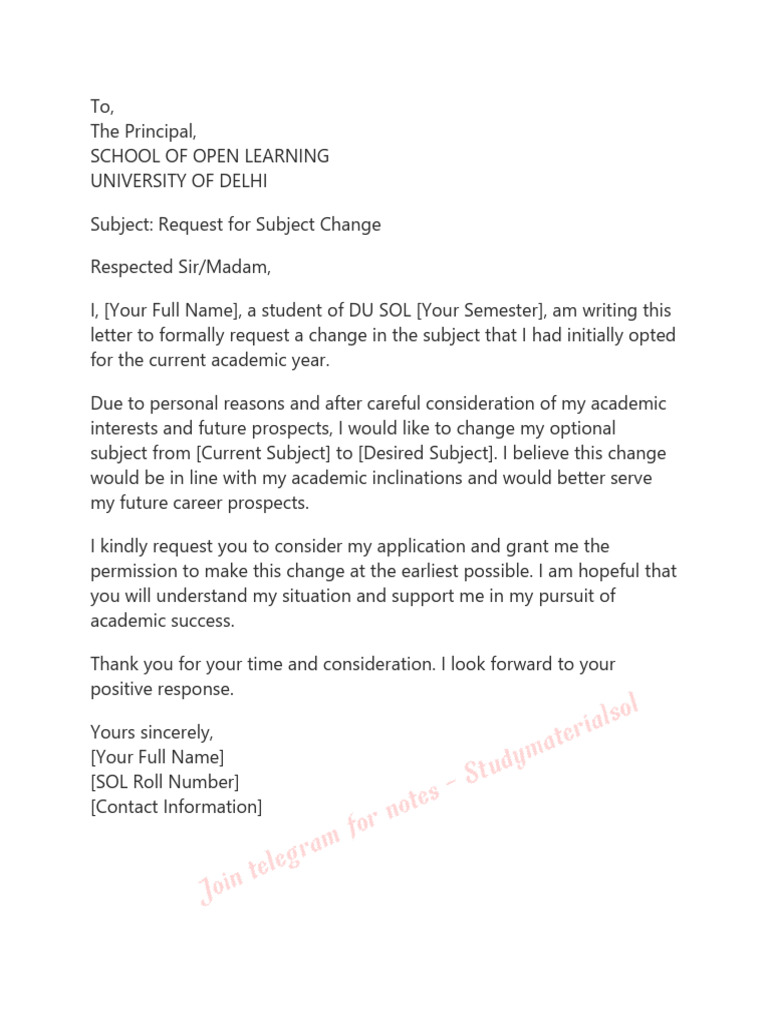 Subject Change Application | PDF