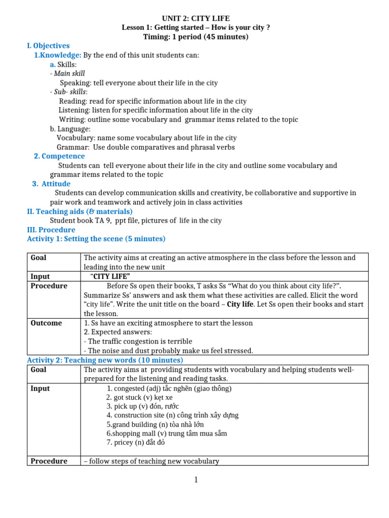 Unit 2 Period 1 Getting Started | PDF | Vocabulary | Grammar