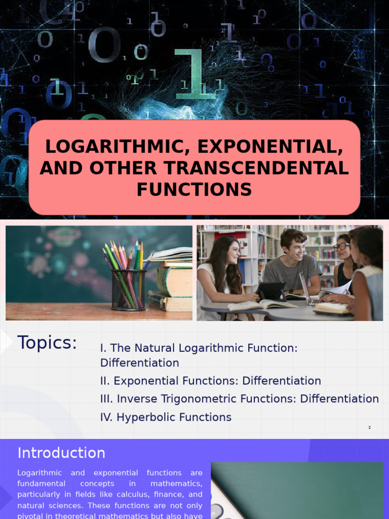 Logarithmic, Exponential and Other Transcendental Functions | PDF ...
