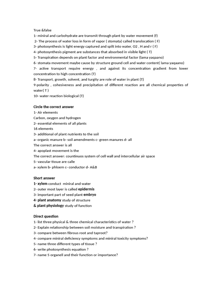 plant anatomy and physiology | PDF