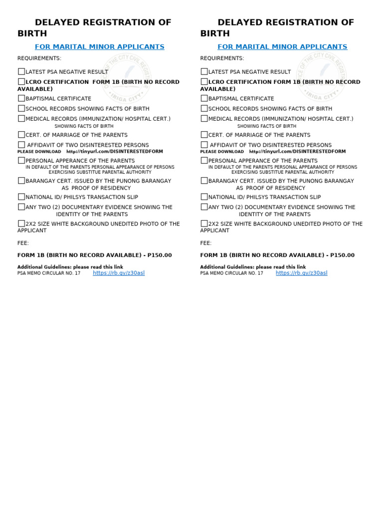 Delayed Birth Registration Guide | PDF | Privacy | Government Information