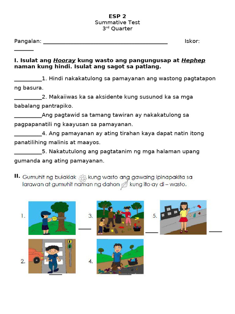 Esp2 Summative-Test - Q3 | PDF
