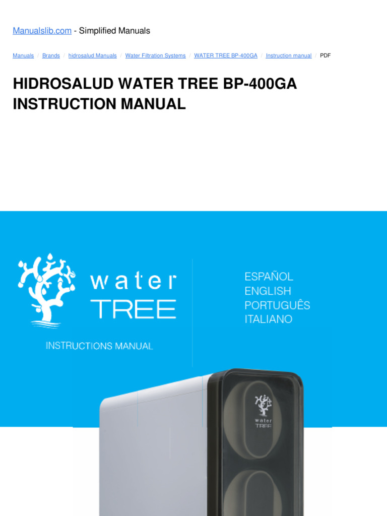 Manual de Usuario Hidrosalud Water Tree | PDF | Agua | Membrana