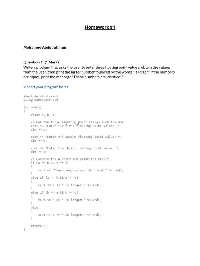 Mohamed Abdelrahman CSCI 112 Fall 2024 Homework 1 2024006883 | PDF ...