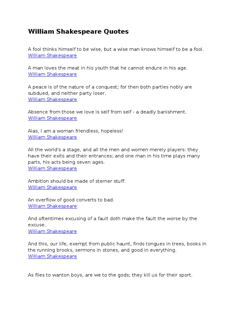 William Shakespeare Quotes | PDF | William Shakespeare | Religious ...