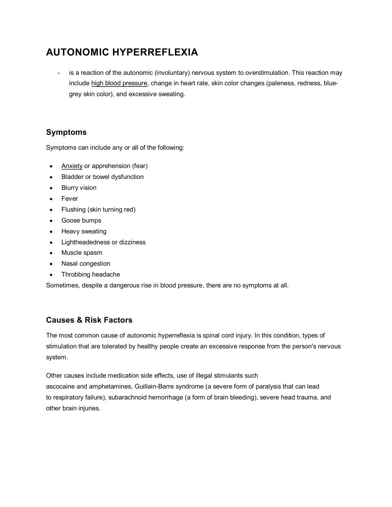 Autonomic Hyperreflexia | PDF | Clinical Medicine | Medical Specialties