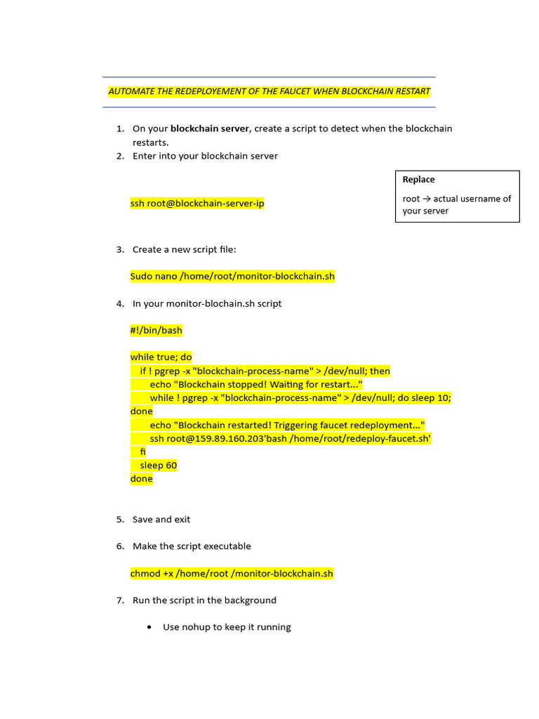 Automate The Redeployement of The Faucet When Blockchain Restart | PDF ...