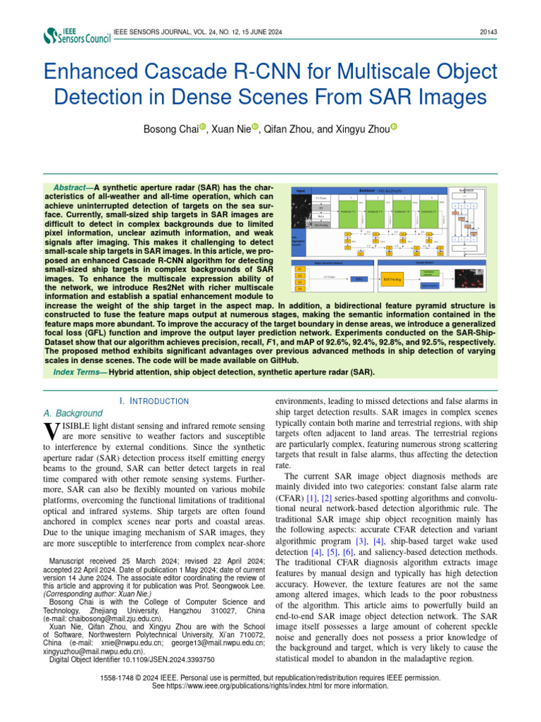 Enhanced_Cascade_R-CNN_for_Multiscale_Object_Detection_in_Dense_Scenes_From_SAR_Images | PDF | Radar