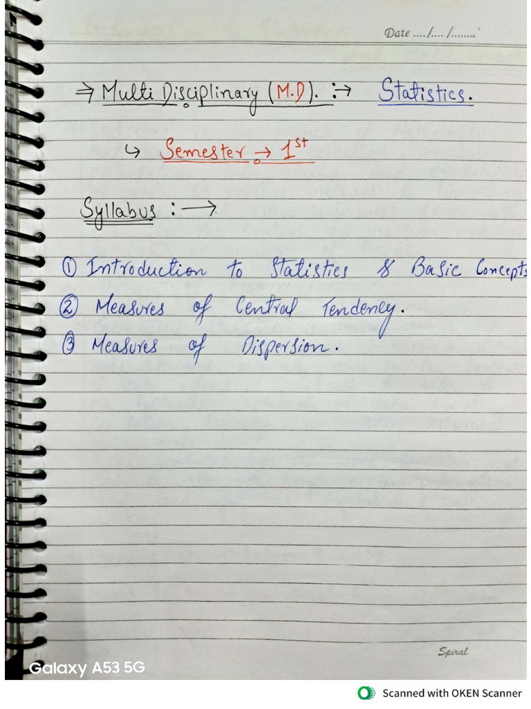 Statistics. handwritten notes | PDF