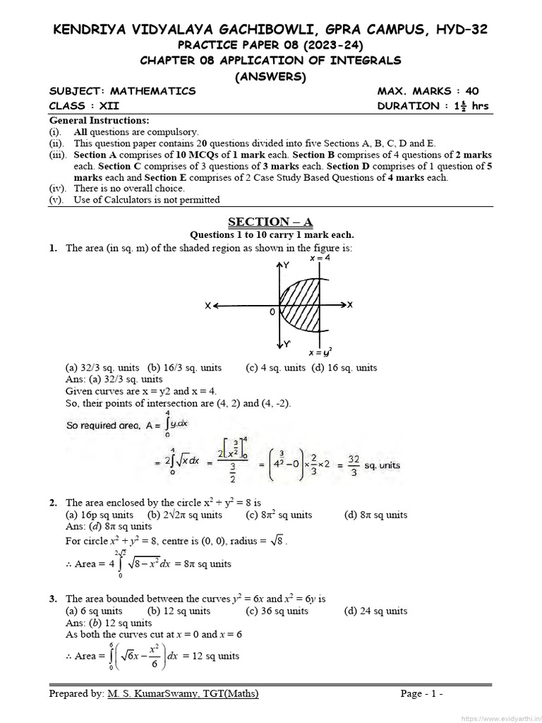 Area of Triangle ABC Using Integration | PDF | Area | Geometry
