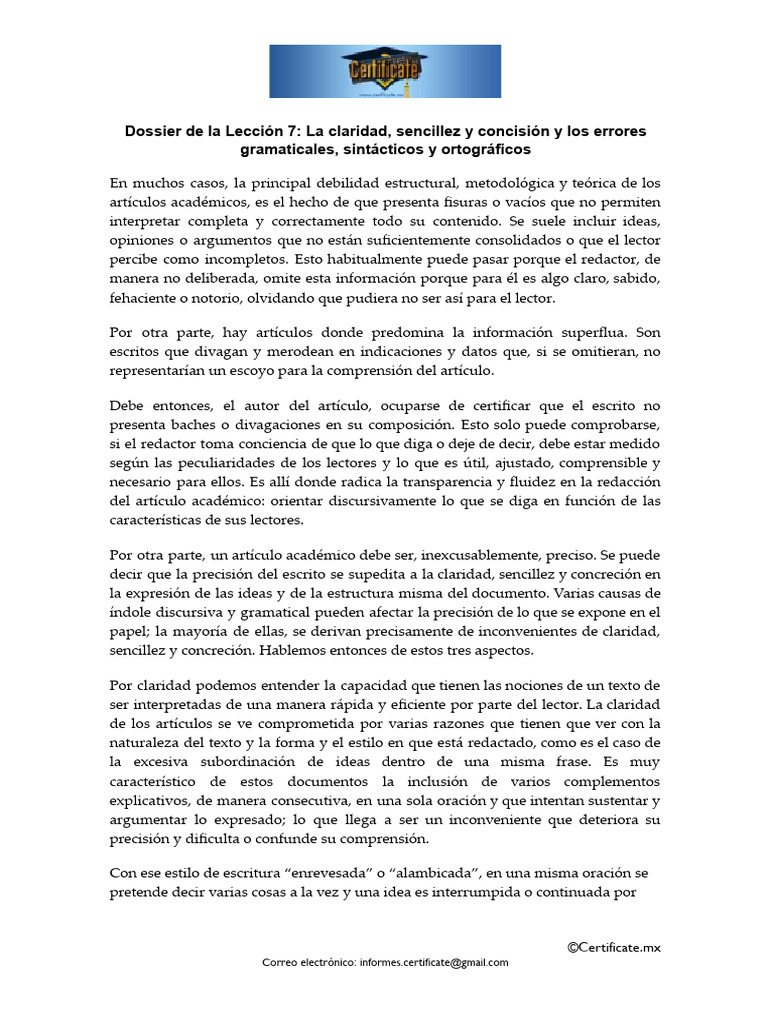 Claridad y Sencillez en Redacción Académica | PDF | Puntuación ...
