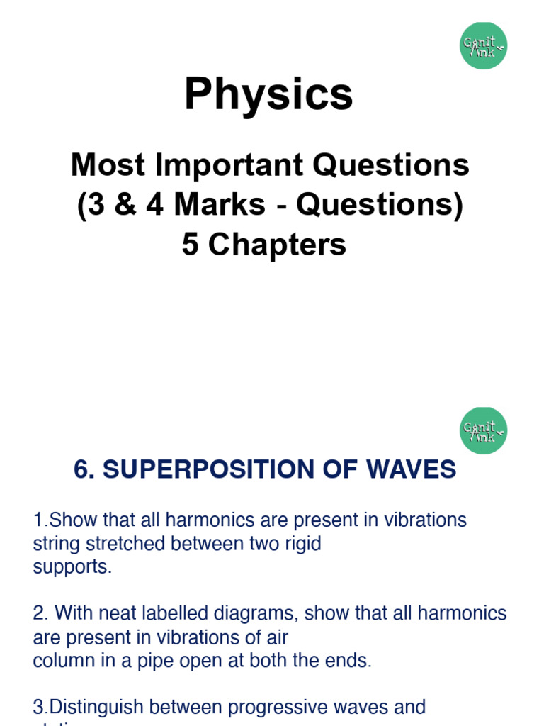 Key Physics Questions on Waves and Optics | PDF | Waves | Capacitance