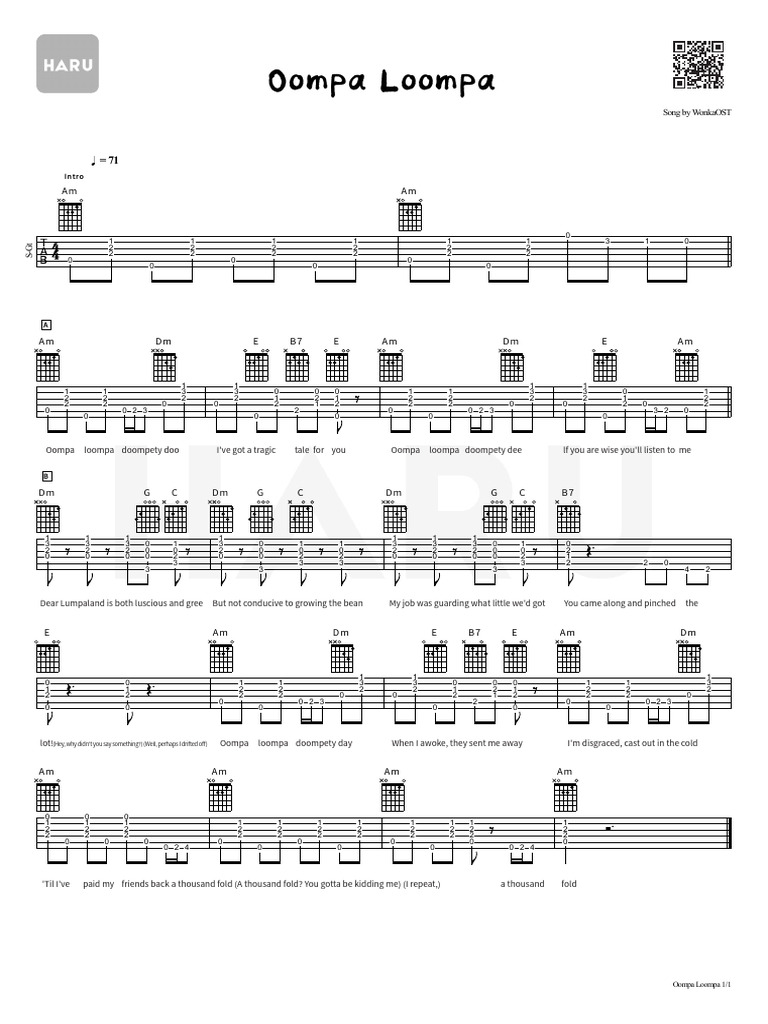 Oompa Loompa Song Lyrics and Chords | PDF