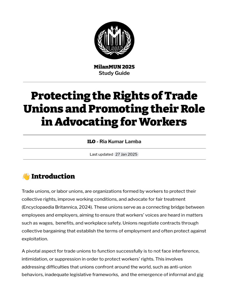 ILO - Protectingting The Rights of Trade Unions and Promoting Their ...