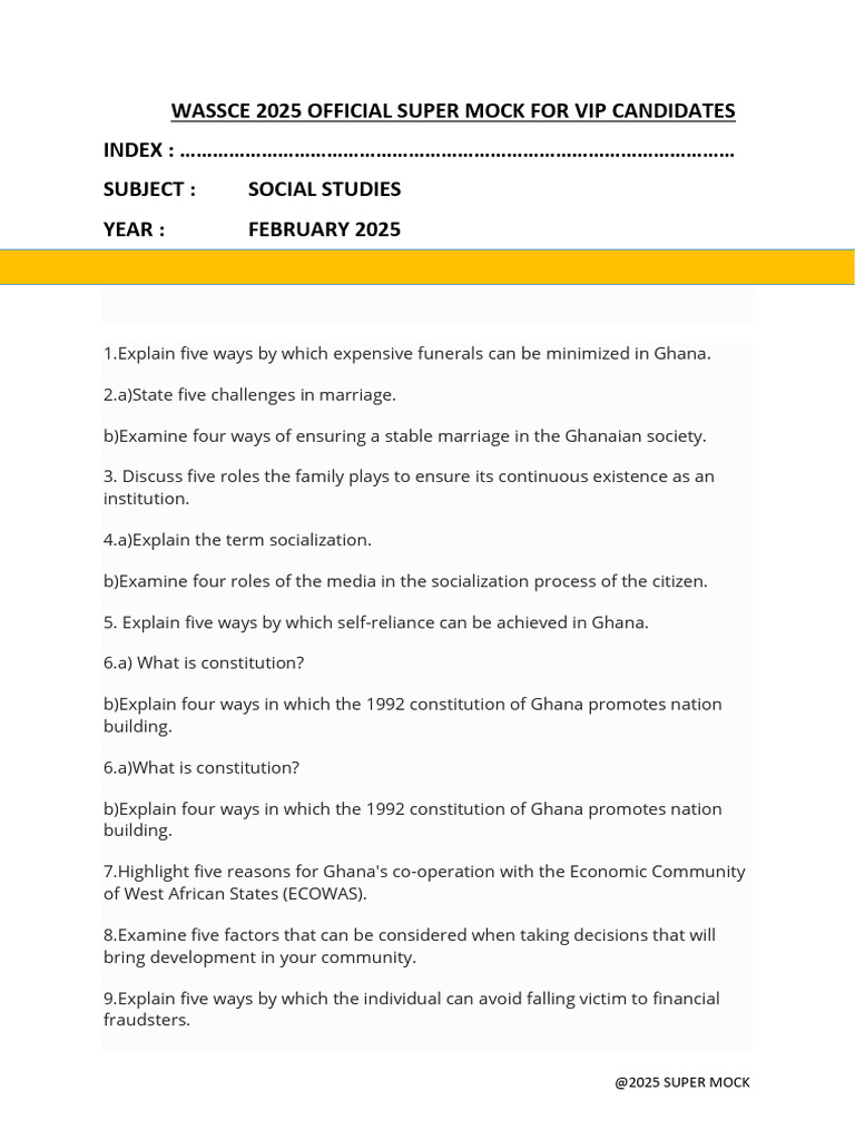 Social Studies Super Mock 2025 | PDF