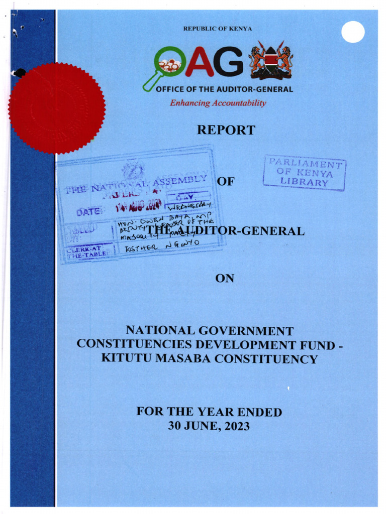 Report of The Auditor-General On Kitutu Masaba Constituency Development ...