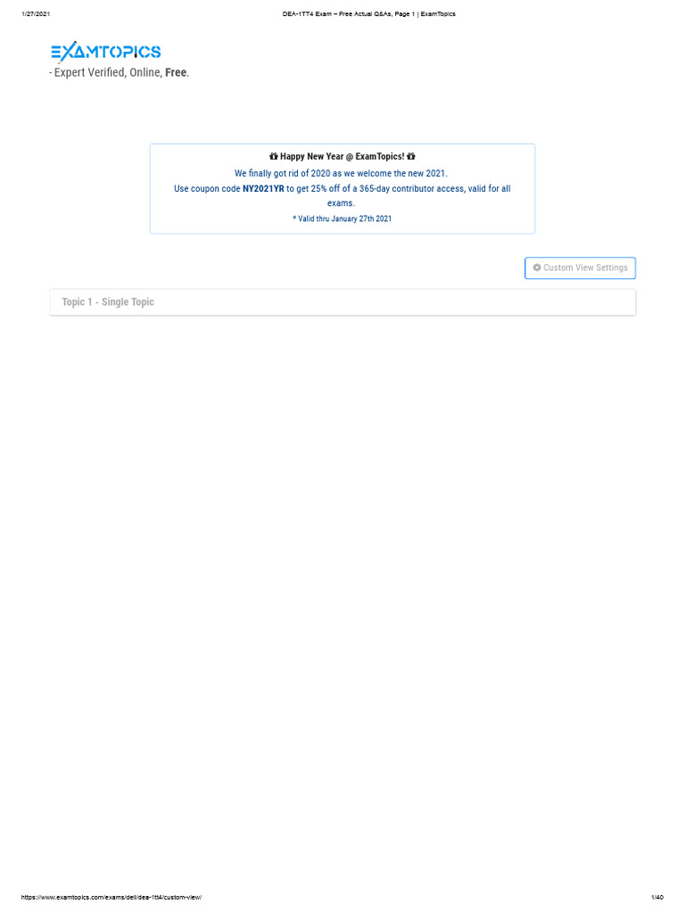 DEA-1TT4 Exam - Free Actual Q&As, Page 1 - ExamTopics | PDF | Cache (Computing) | Virtual Machine