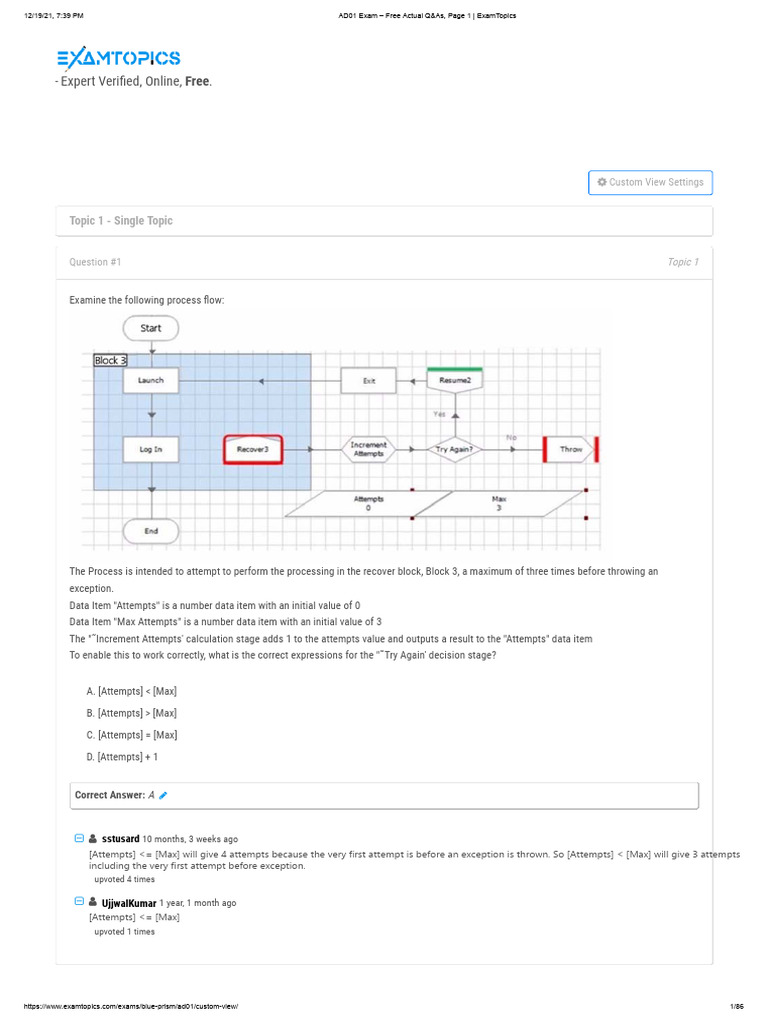 AD01 Exam - Free Actual Q&As, Page 1 - ExamTopics-19-dec-2021 | PDF