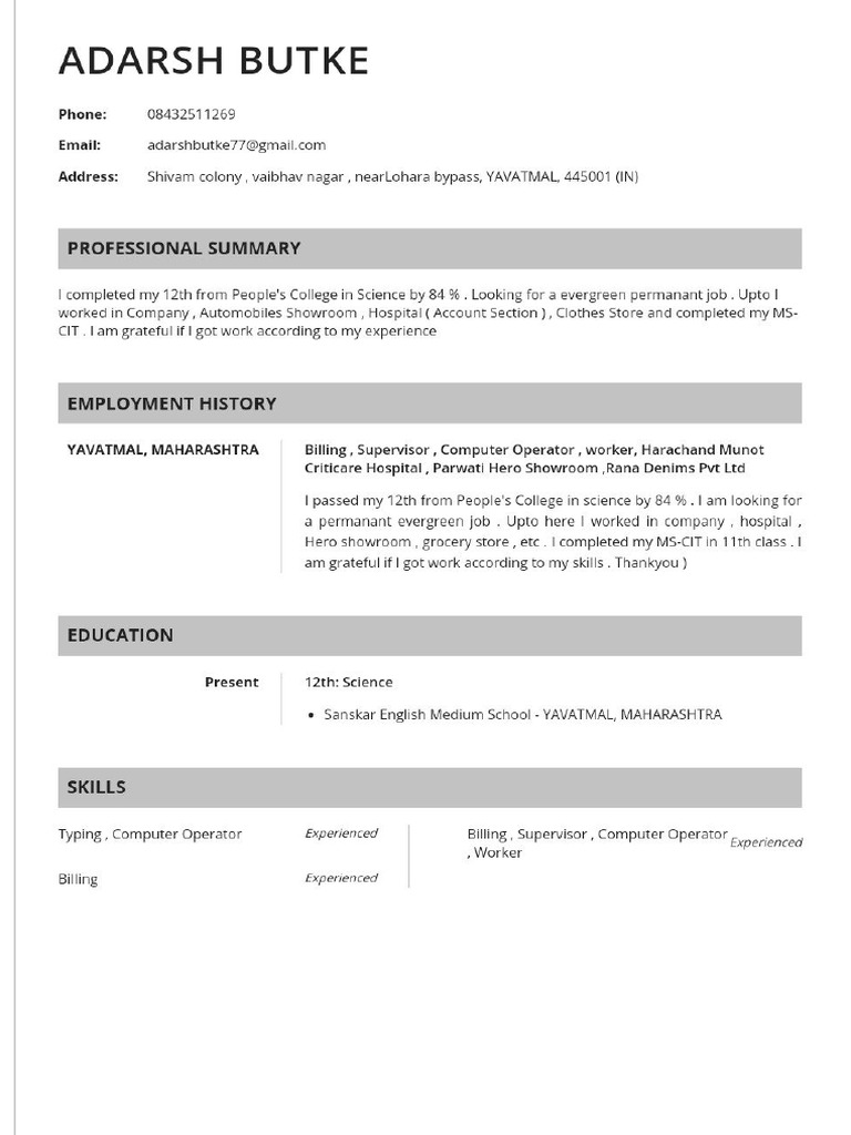 Adarsh’s resume | PDF