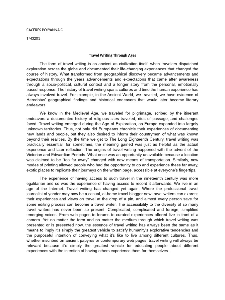 Evolution of Travel Writing Through Ages | PDF