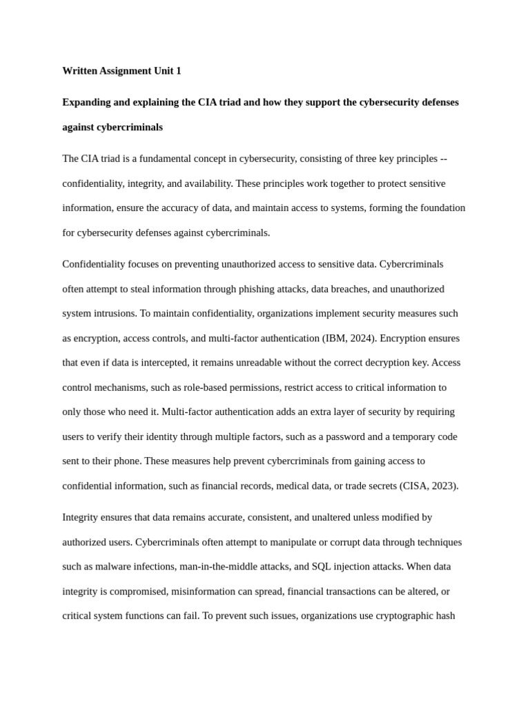 Understanding the CIA Triad in Cybersecurity | PDF | Information ...