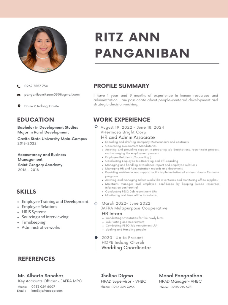 RITZ ANN PANGANIBAN UPDATED RESUME - Ritz Ann Panganiban | PDF | Human Resources | Business