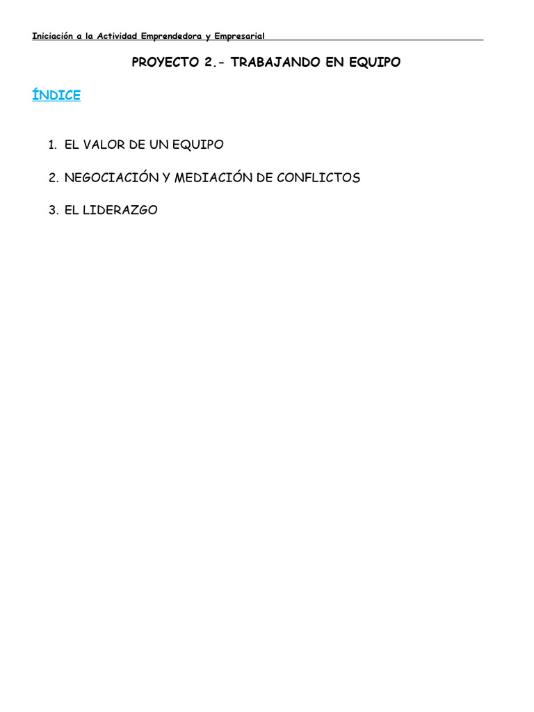 PROYECTO2. Trabajo en Equipo | PDF | Iniciativa empresarial
