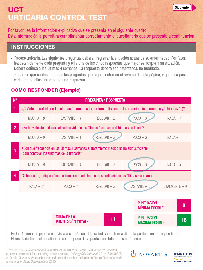 Cuestionario de Control de Urticaria | PDF | Medicina CLINICA ...