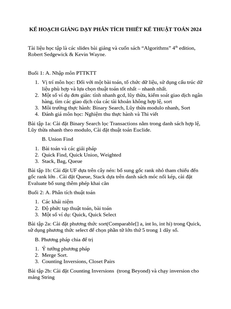 KehoachGiangdayPTTKTT Bosung | PDF